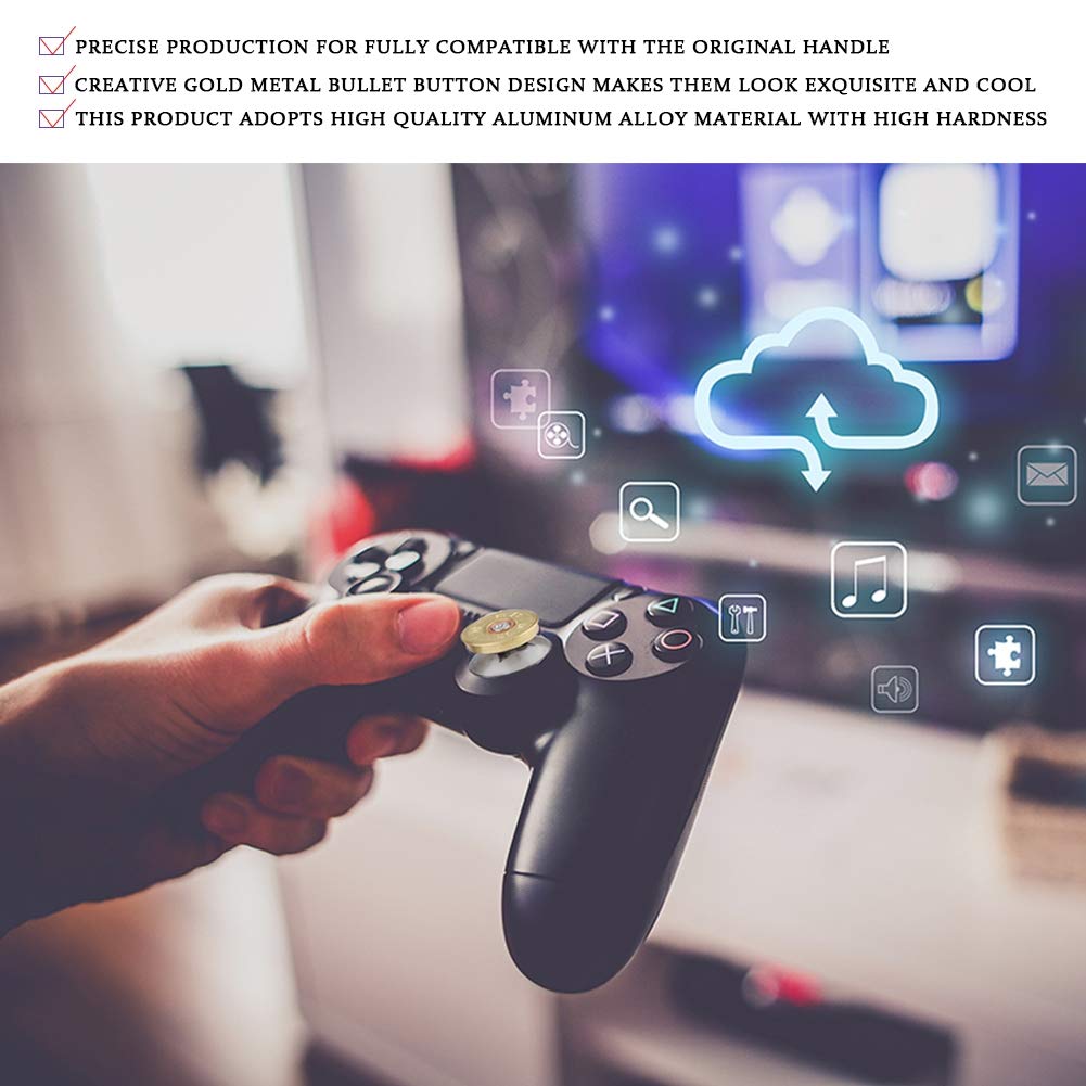 Salaty Bullet Thumbstick, Thumbstick Mod Kit Gold 6Pcs Bullet Buttons for PS4, Playstation 4 for Playstation 4 PS4 Controller Grip Replacement Parts
