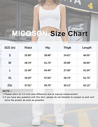 Micoson Women High Waist Cargo Pants with 8 Pockets Straight-Leg Loose Girl Moisture Wicking Oversized White Cargo Jeans White,XXL