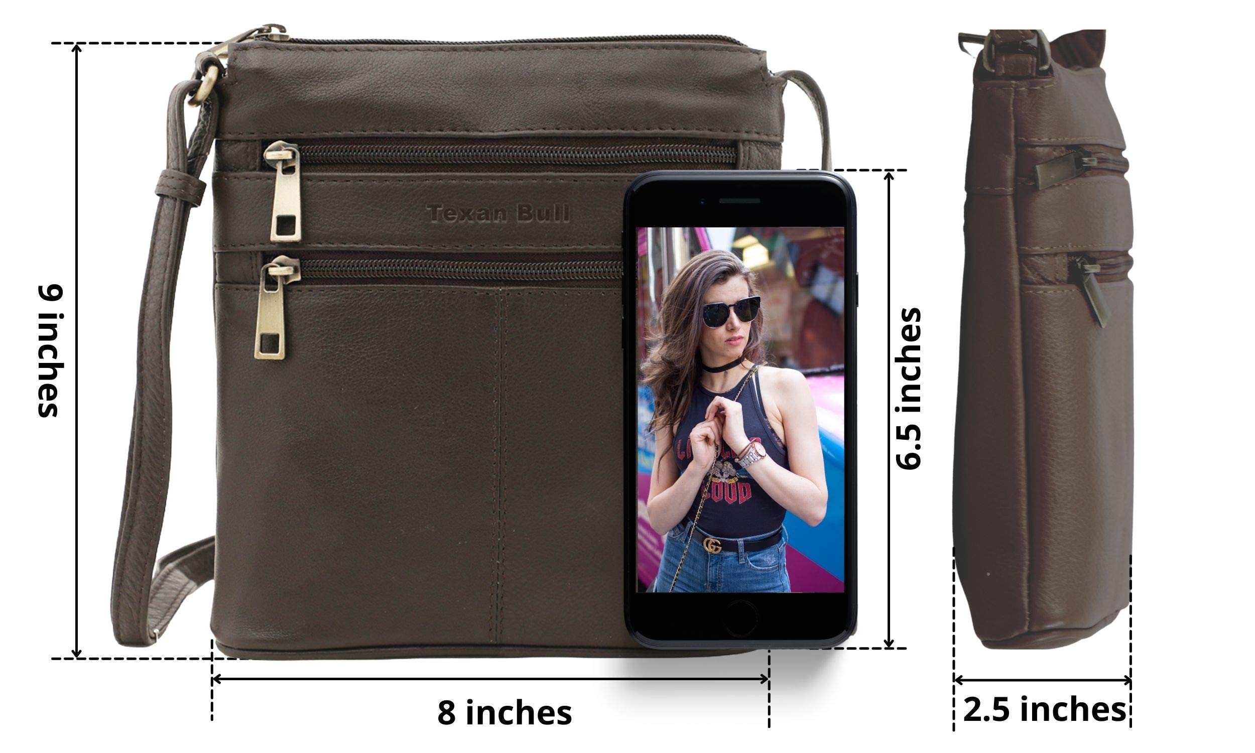Texan Bull Leather Crossbody Bags For Women-Shoulder Strap Women Purses Travel Handbags (Brown)