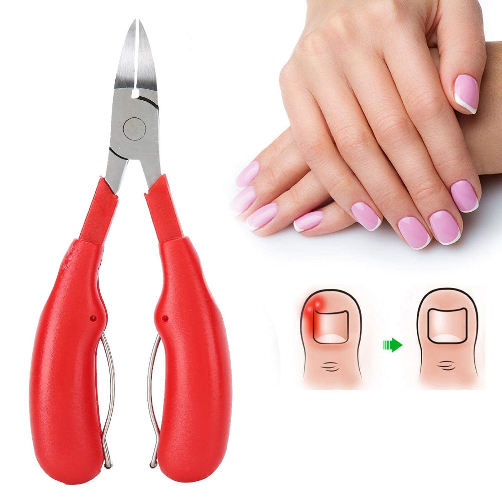 Uxsiya Pedicure Cutter Tool Cuticle Scissors Nail Cuticle Pliers Nonslip Stainless Steel for Salon for Home Use Nail Care Different Nail Red