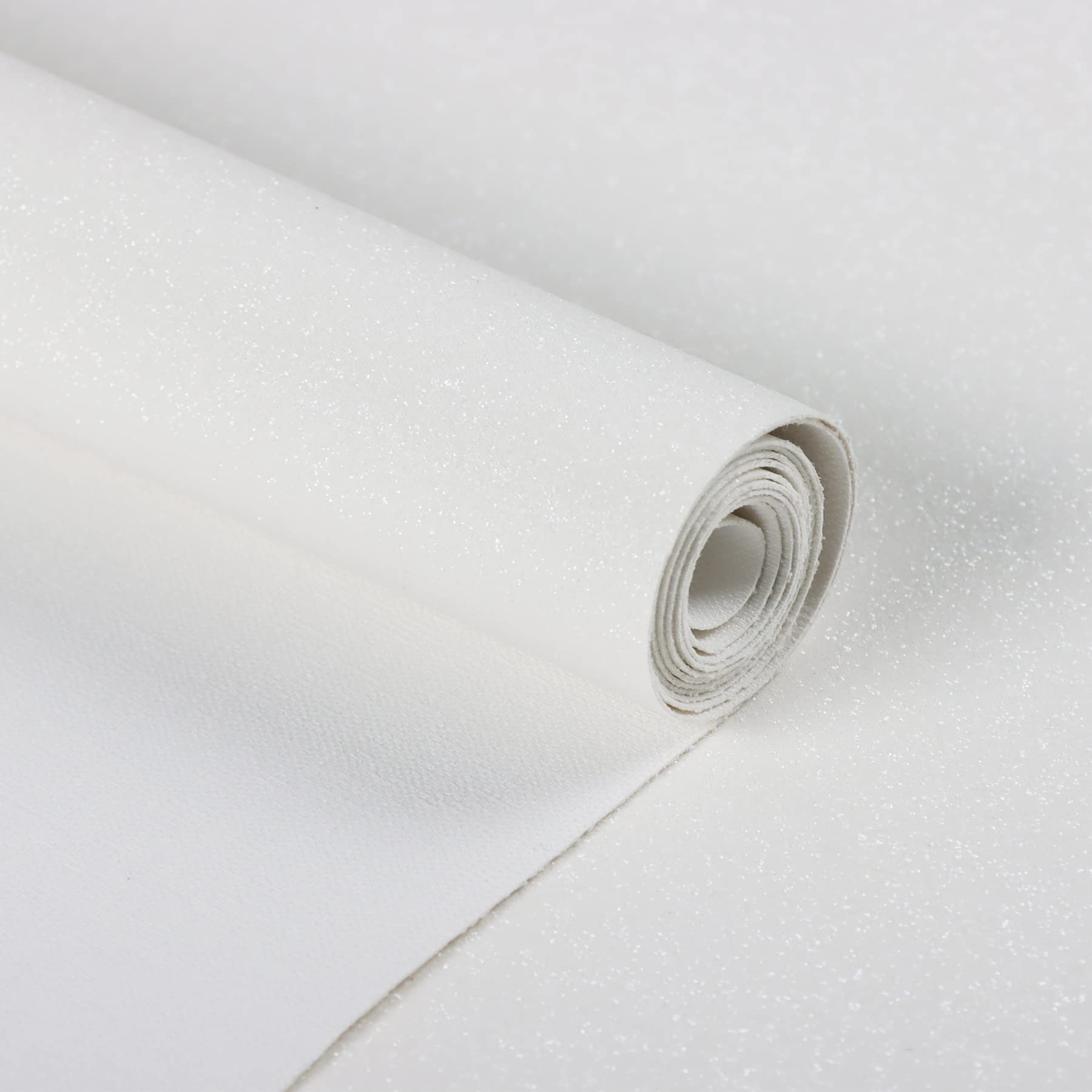 HGUAN Solid Color Glitter Faux Leather Rolls 12"X53"(30cmX135cm),Faux Leather Sheets Very Suitable for Making Crafts, Leather Earrings, Bows,Sewing (White)
