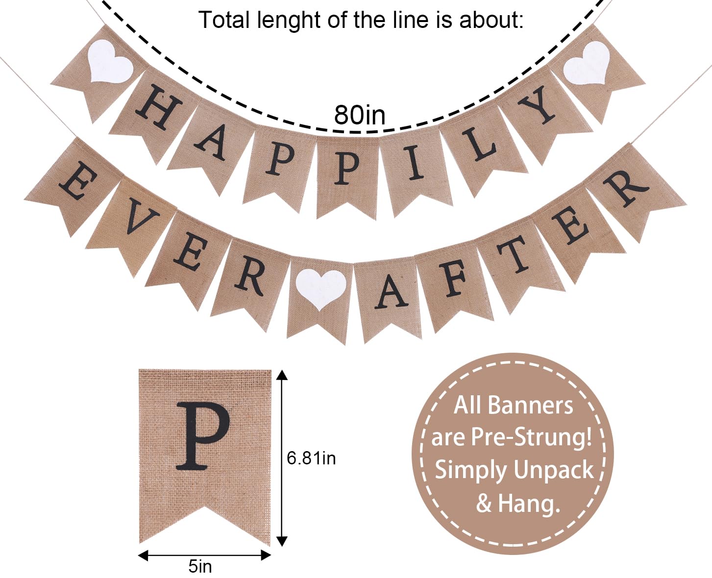 Happily Ever After Burlap Banner - Happily Ever After Bunting, Rustic Wedding Decor, Burlap Banner, Bridal Shower, Engagement, Just Married, Wedding Party Decorations, Rustic Country Bridal Shower