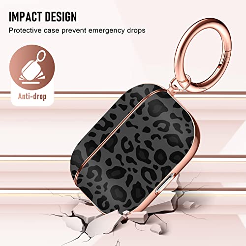 Maxjoy,Protective Shockproof Cover with Keychain Compatible,Cute Apple airpods Pro case,for Girls and Women and Men (Leopard Print on Black)