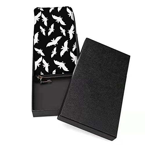 FunnyStar Halloween Bat Women's Long RFID Hand Wallet Wristlet Clutch Purse PU Leather Handbag with Wrist Strap