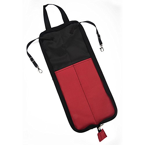 Tbest Drum Stick Bags Sacoche Baguette,Drum Sticks Bag Holder,IRIN Drum Stick Storage Hanging Bag Drumstick Portable Handbag with Handle 5 Colors Available(Black/Red/Green/Blue/)(Red)
