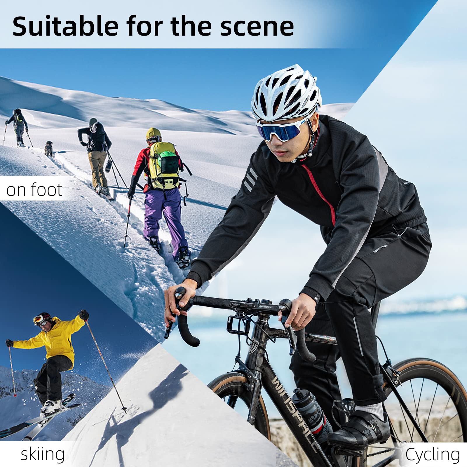 DIFOS Men Thermal Cycling Pants Fleece Lined Bike Pants Windproof Outdoor Bibicycle Sport Athletic Sweatpants Black