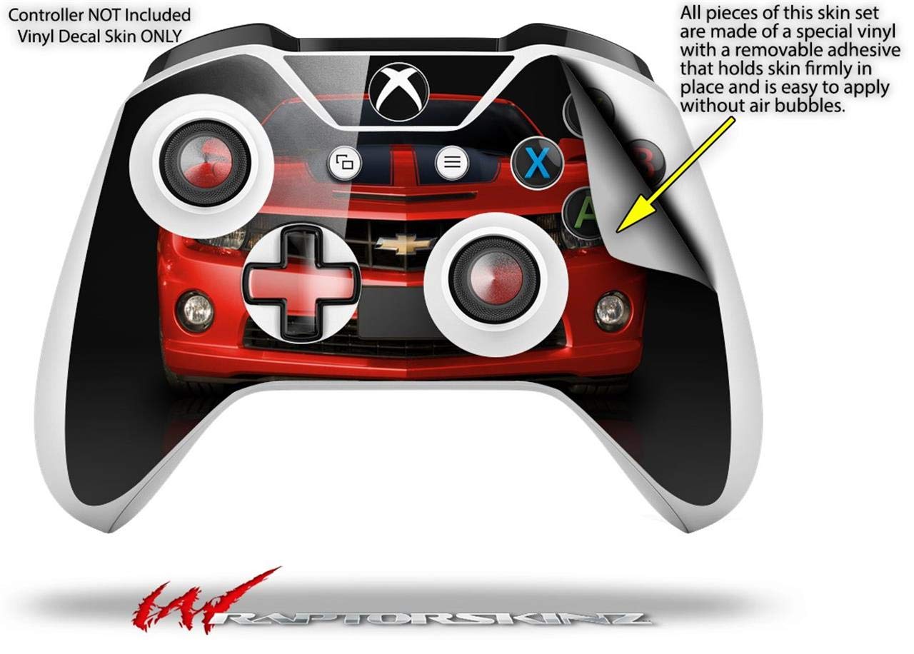 WraptorSkinz Decal Vinyl Skin Wrap compatible with XBOX One S/X Controller - 2010 Chevy Camaro Victory Red - Black Stripes on Black (CONTROLLER NOT INCLUDED)