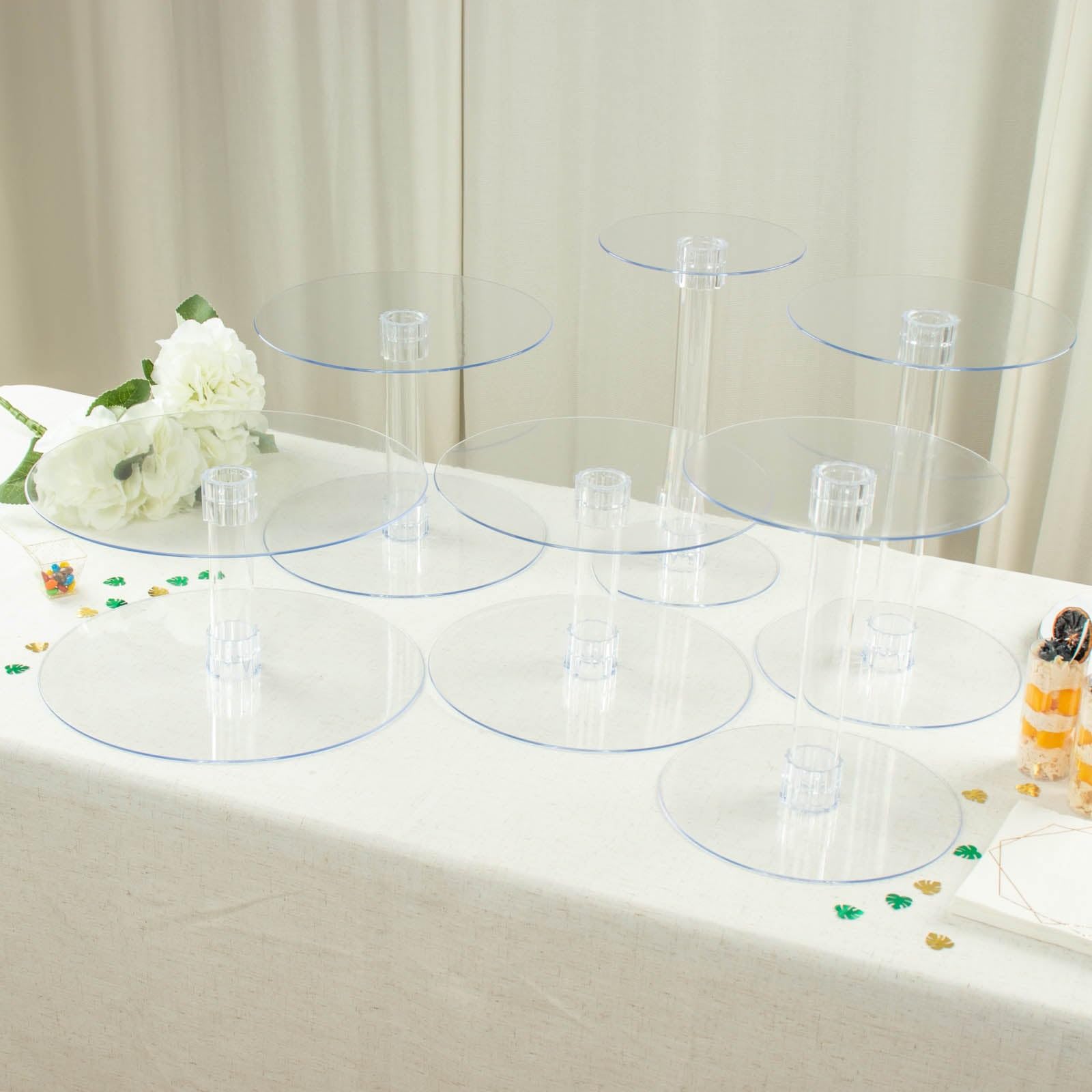 Efavormart Lovely 6 Tier Heavy Duty Acrylic Crystal Glass Clear Cake Dessert Decorating Stand for Birthday Party Wedding
