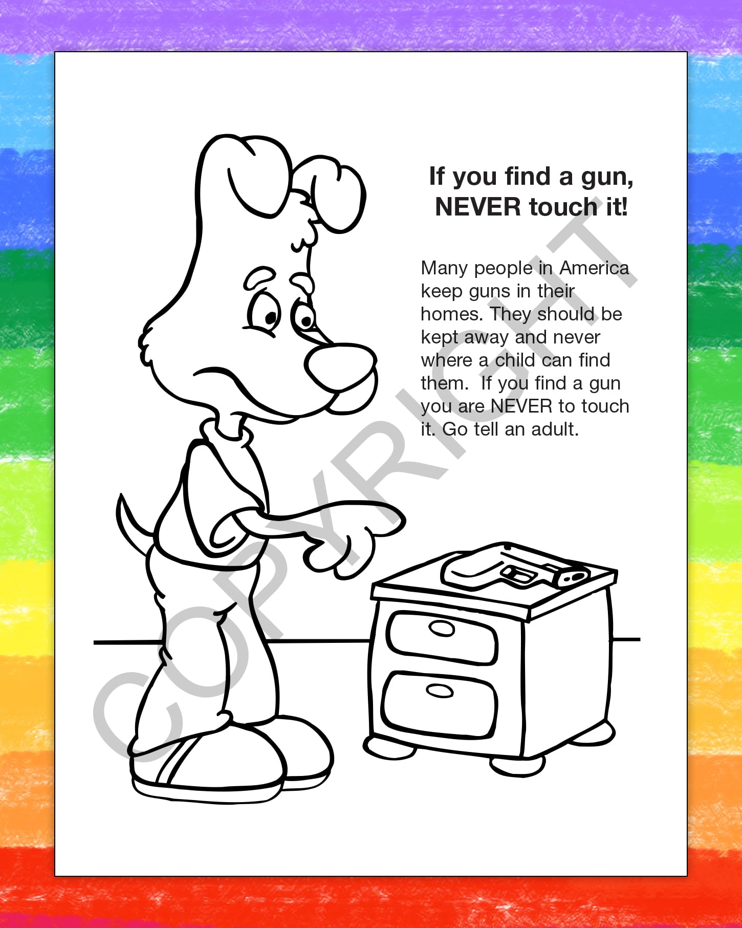 ZOCO - Gun Safety - Educational Coloring Books (25 Bulk Pack, With Crayons) - Don't Play with Guns - Firearms Safety - Police Handout - Games, Puzzles, Activities for Kids