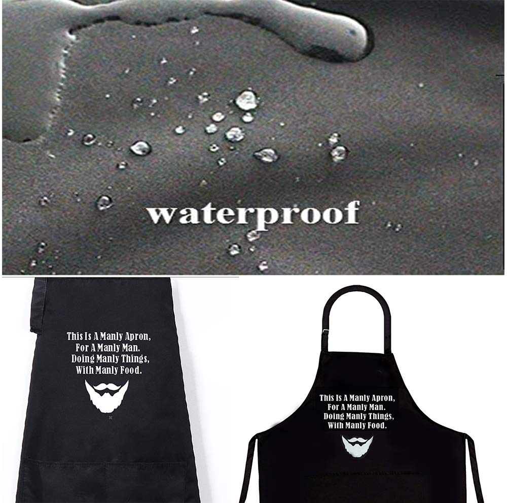 Firecos Funny Aprons for Men, BBQ Kitchen Chef Apron for Men, Grilling Aprons, Kitchen Cooking BBQ Grill Chef Apron with 2 Pockets Aprons for for Dad, Mens Gifts