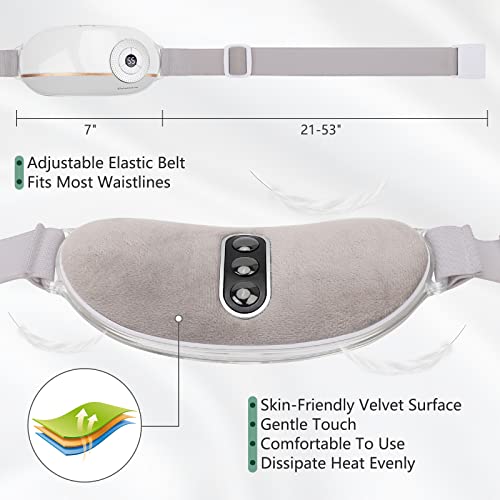 Portable Cordless Heating Pad,Heating Pad 5s Fast Heating,Heating Pads for Cramps with 3 Heat Levels and 3 Massage Modes,Menstrual Heating Pad for Women and Girl (Large-White)