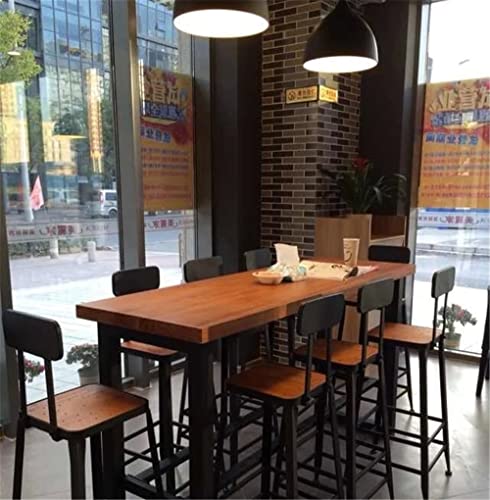 NIUYAO Bar Table Modern Simplicity Style in Solid Wood Fixed Top Table with Metal Legs for Bistro Cafe Home -Dark Wood β71" L x 23.5" W x 41.5" H