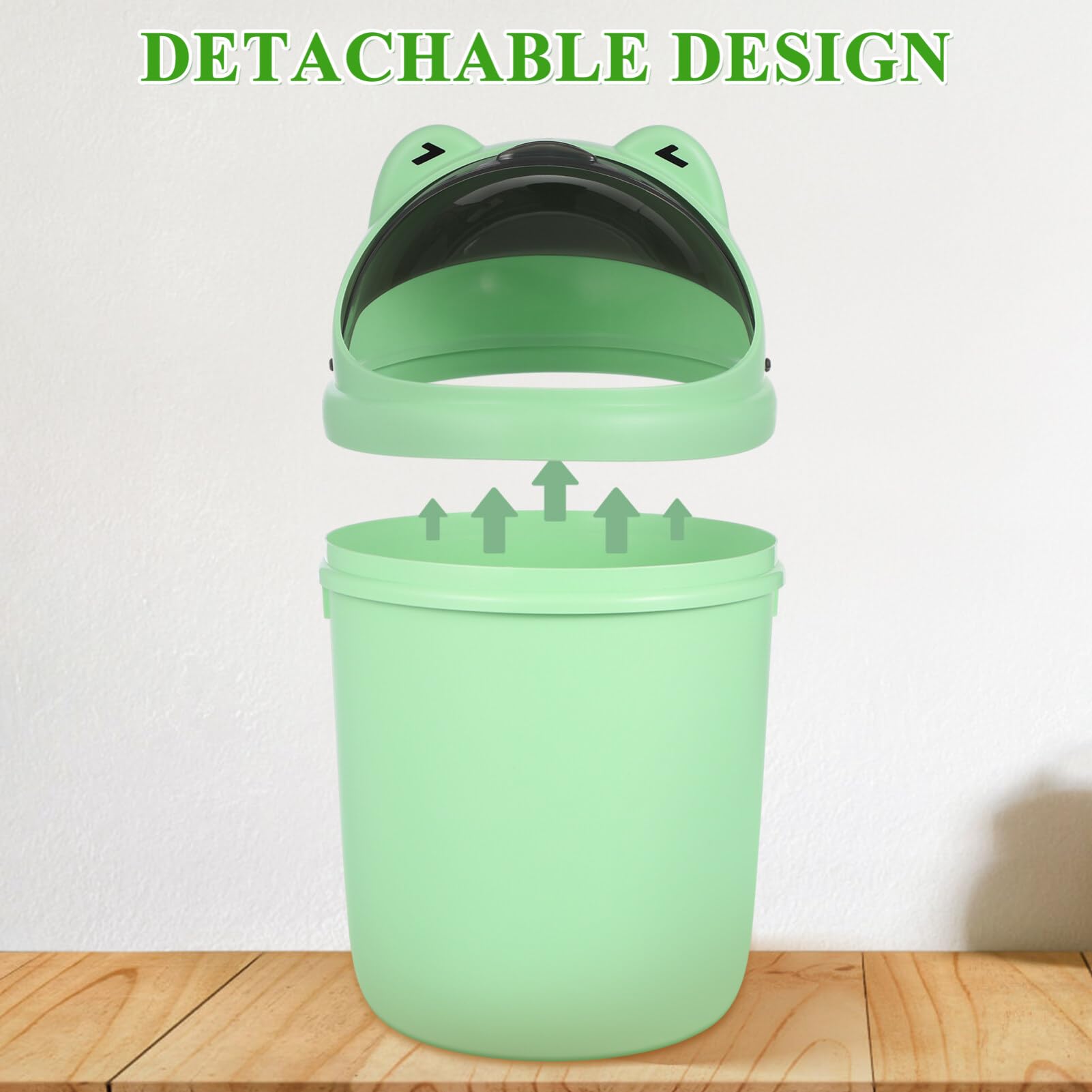 MAGICLULU Cartoon Frog Trash Can with Flip Lid Cute Waste Basket Plastic Garbage Bin Garbage Can Rubbish Pail Toilet Paper Bucket for Bathroom Kitchen Office