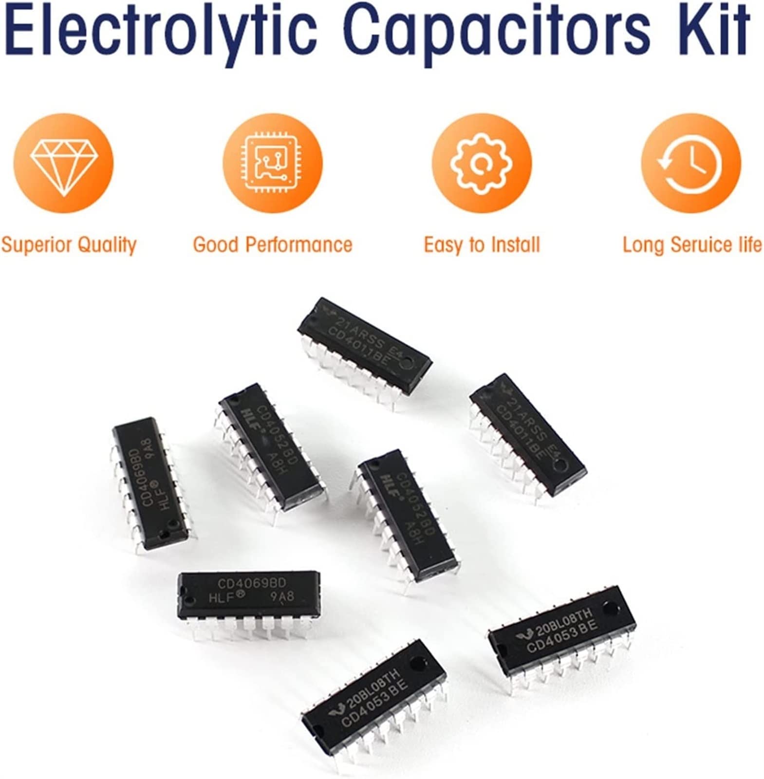 gande IC Kits 40PCs/Lot Integrated Circuit Logic IC Kit CD4011 CD4069 CD4052 CD4053 DIP Electronic Component with chipset (Color : Cd4011-10pcs)