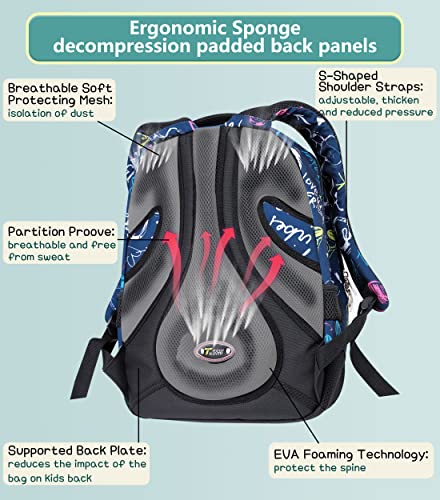 NEW TILAMI 16 inch Kids School Travel Backpack for Boys Elementary School Bags for Primary Middle Waterproof Laptop Backpacks for Kids School Bags Oxford Graffiti