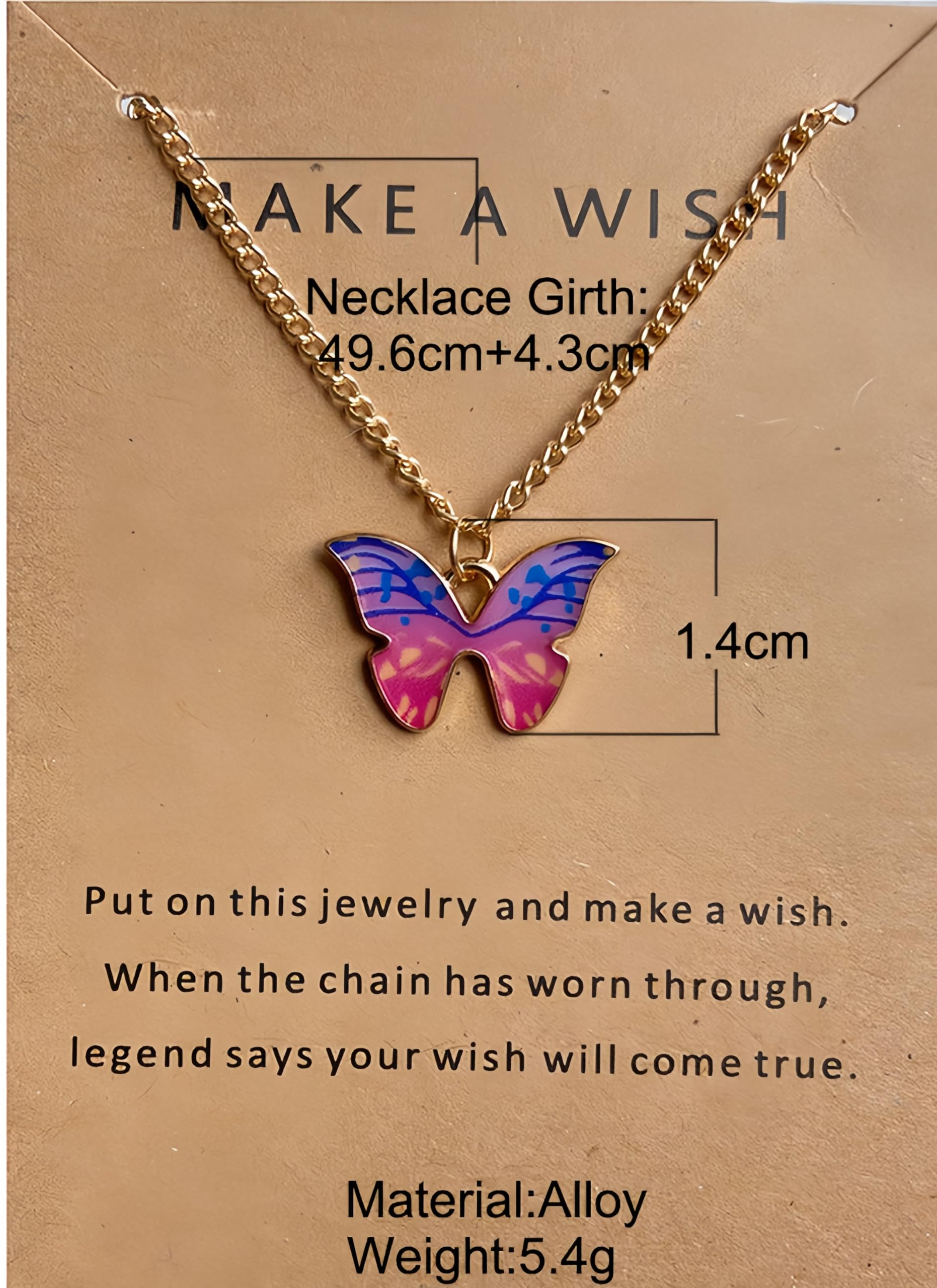 DEQIYIJI Cute Butterfly Pendant Necklace Jewelry Gifts For Women Dainty Stuff With Message Card Blue