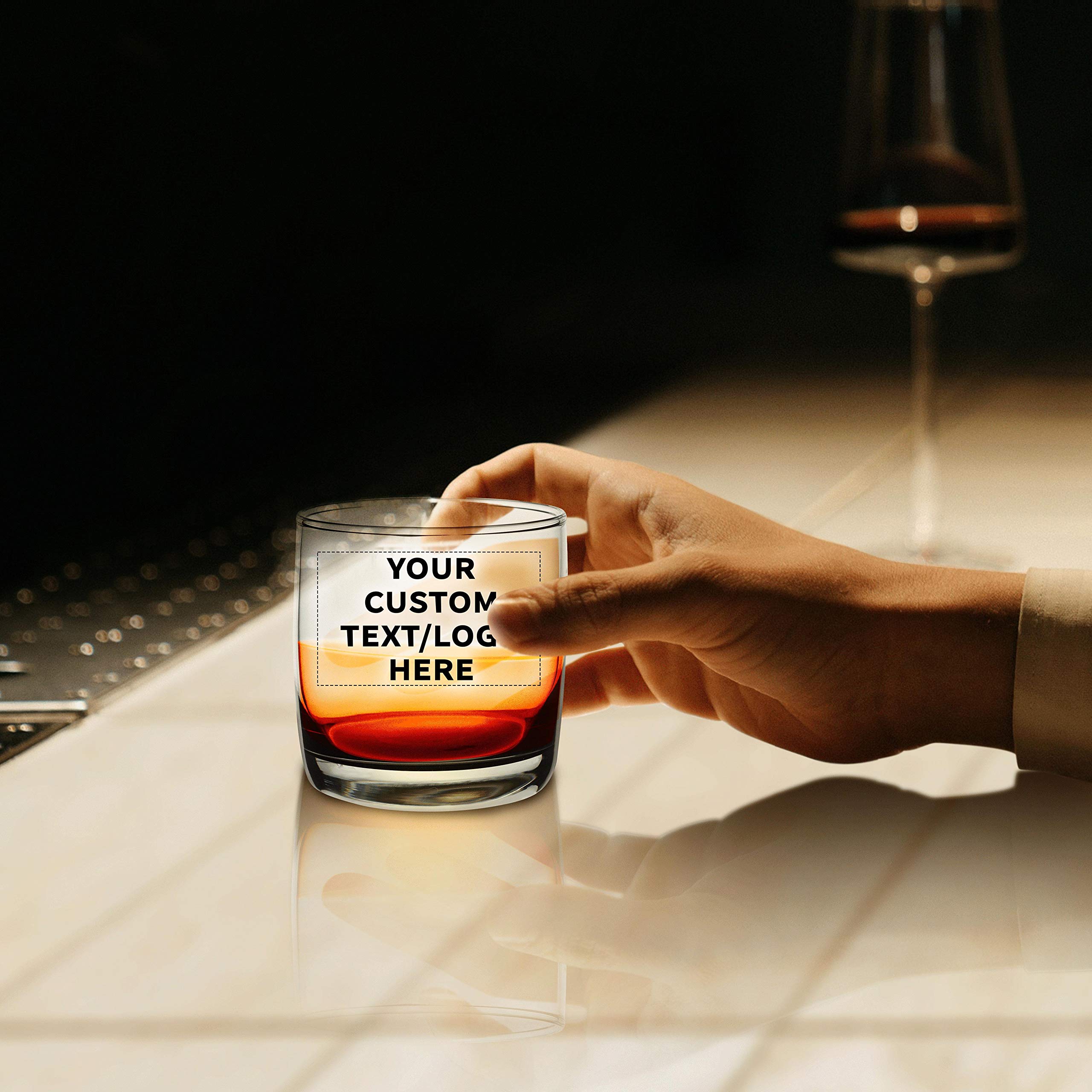 Custom Whiskey Glasses 10 oz Set of 10, Personalized Bulk Pack - Heavy Base Old Fashioned Glass, Perfect for Scotch, Bourbon, Whiskey, Cocktail - Black