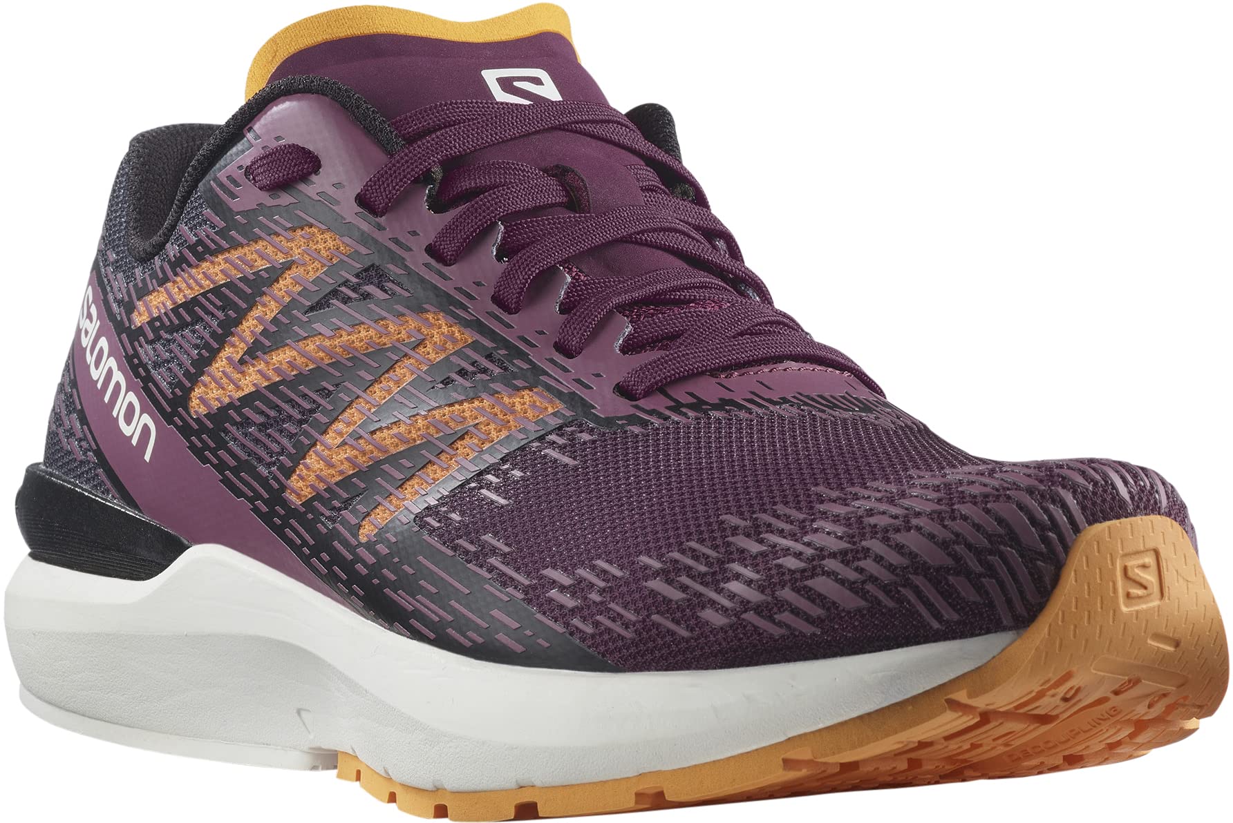 Salomon Women's Sonic 5 Balance W Trail Running Shoe, Grape Wine/Black/Blazing Orange, 7.5