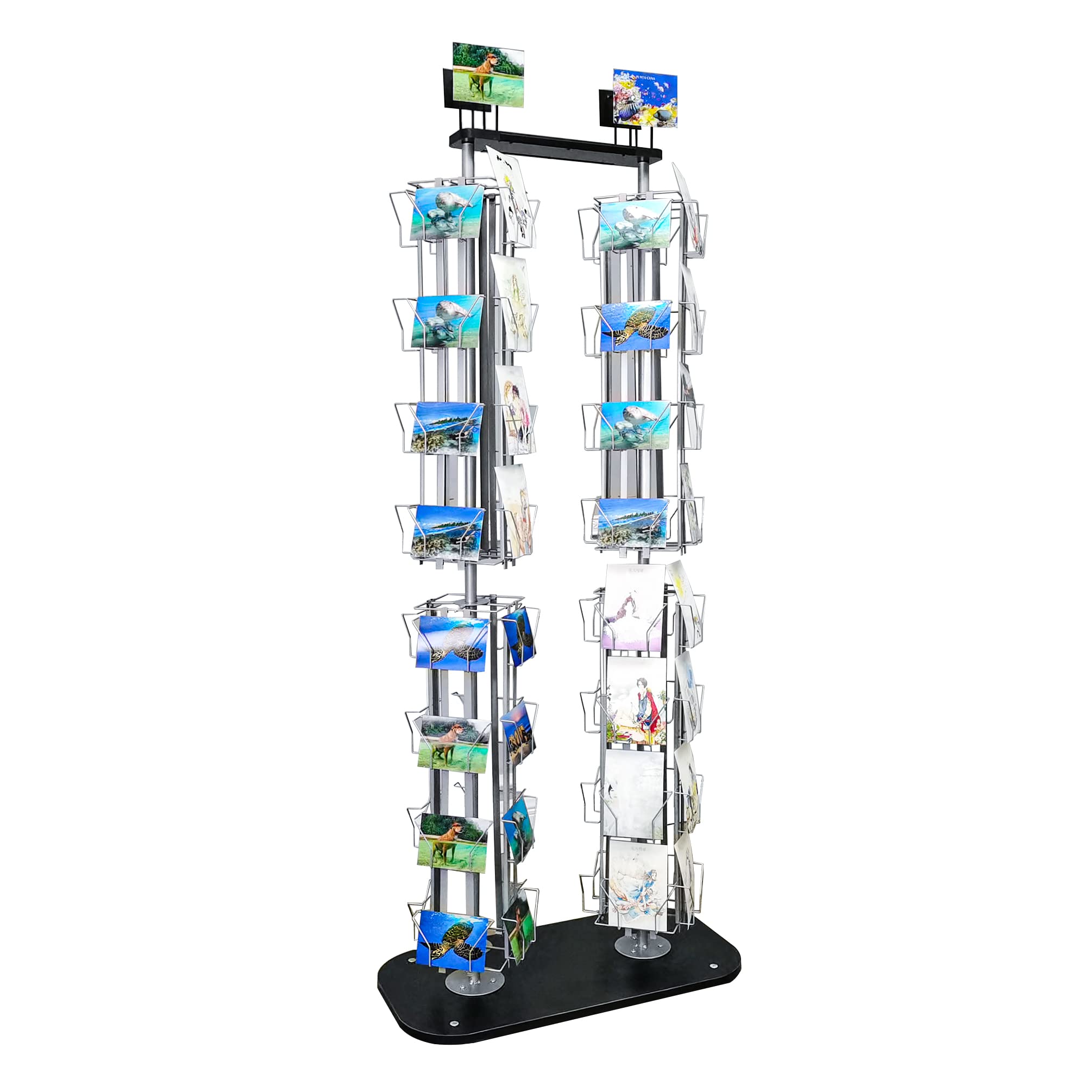 FixtureDisplaysÂŽ DVD, CD, BlueRay, Literature,Greeting Card Postcard Rack Display High Capacity 64 Adjustable Pockets 5.1" to 10.6" Wide, up to 8" Tall Cards 11875