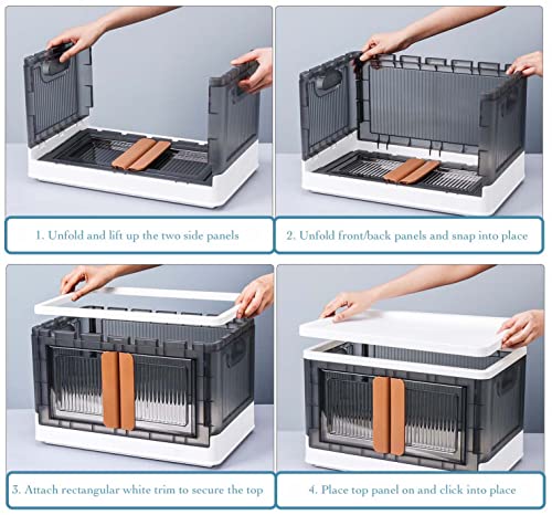 JUST AMAZING DEALS Storage Bins With Lids Stackable Storage Bins with Front Opening Doors and Top Lids for DUAL ACCESS, Collapsible, Closet Office Storage (19.8 gallon / 75 litre)