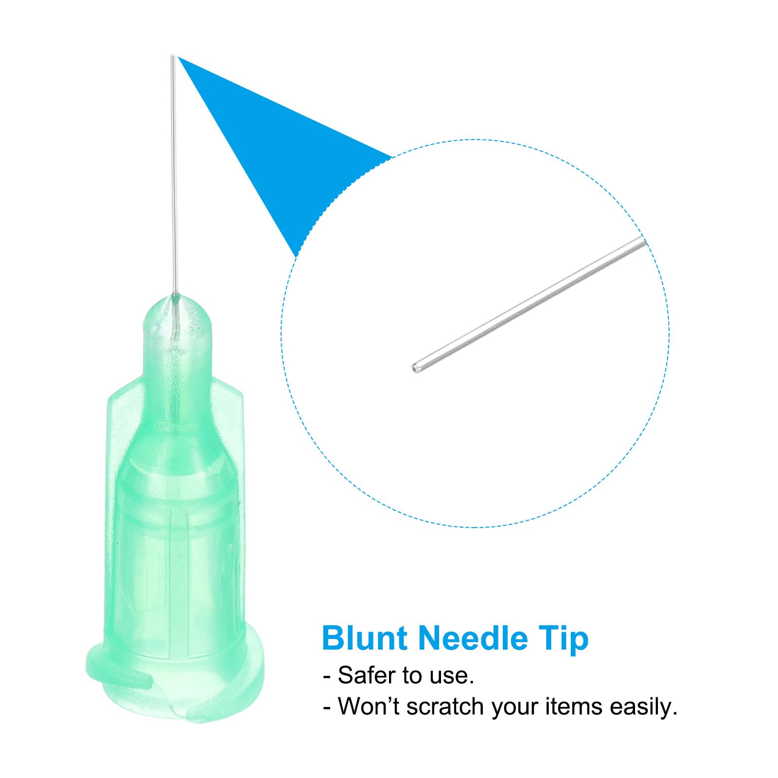 PATIKIL 34Ga x 0.5 Inch Dispensing Needle Tips, 50Pcs Stainless Steel and Plastic Glue Needle Tube Blunt Tips with Luer Lock for Glue Oil Applicator, Light Green