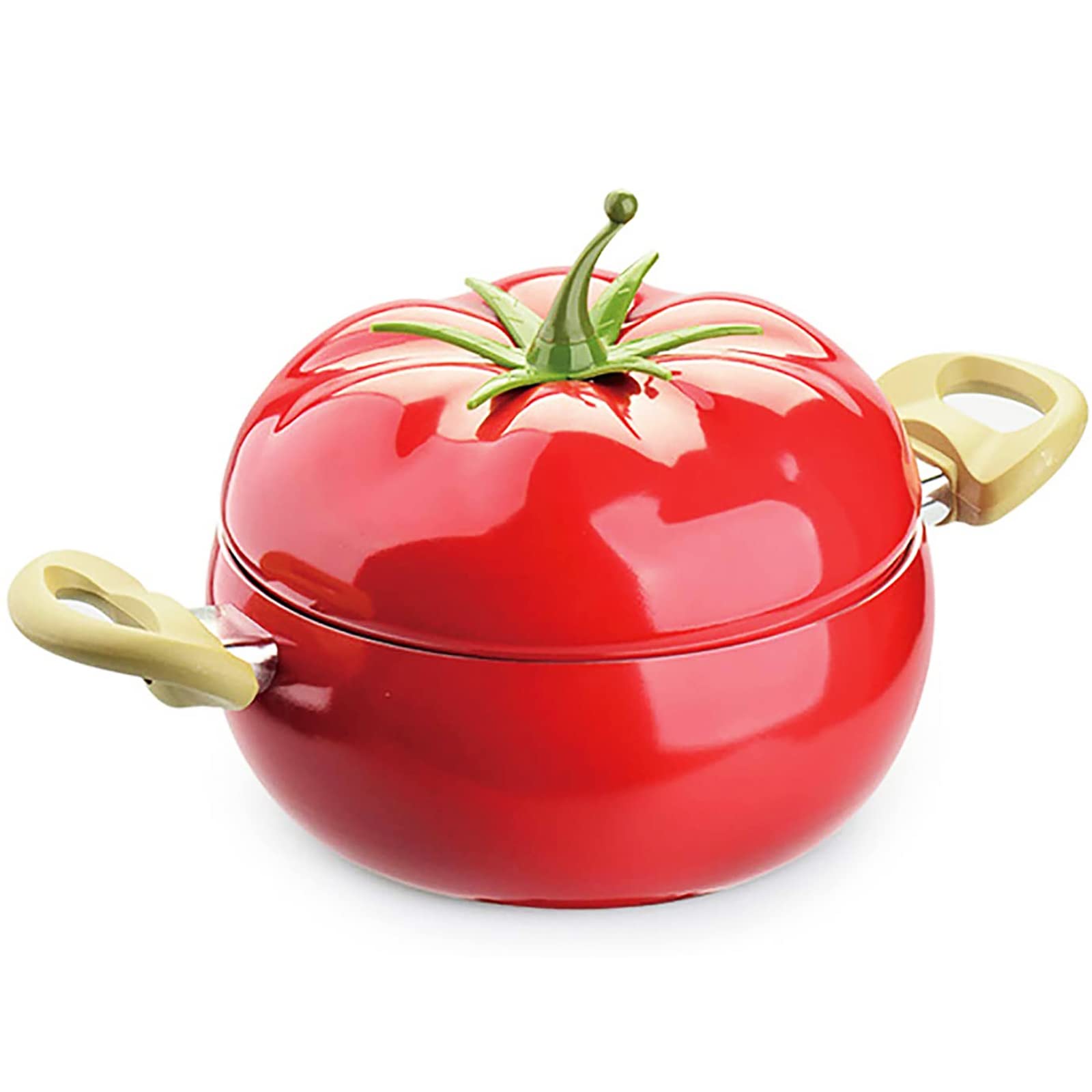 Enamel Cast Iron Stock Pot,Nonstick Soup Pot Pasta Can,Cute Vegetable Shape,Multifunction Cooking Pot with Handles