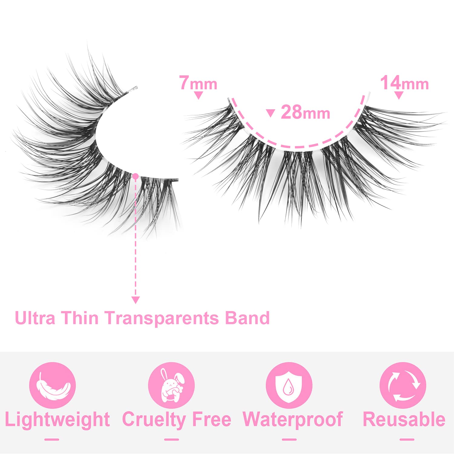 Cluster Lashes with Scissors False Eyelashes Natural Look Wispy Faux Mink Lashes Clear Band Individual DIY Cat Eye Strip Lashes Pack 9 Pairs