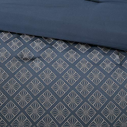 Madison Park Biloxi Duvet Cover - Navy, Geometric Duvet Cover Set β 6 Piece β Ultra Soft Microfiber Light Weight Bed Comforter Covers, King/Cal King(104"x92") (MP12-3737)