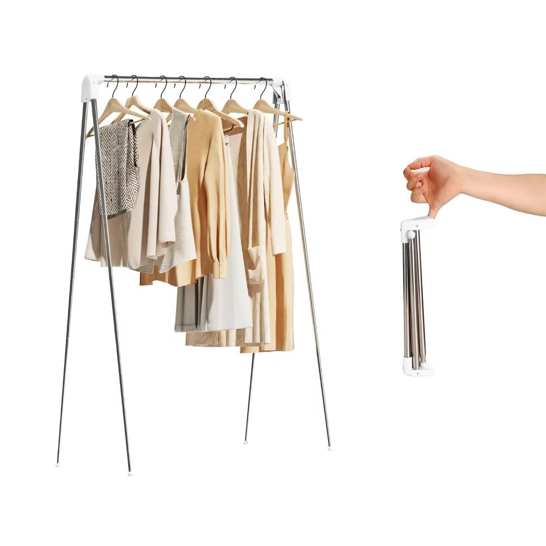 URZCT Travel Garment Rack,Portable and Foldable,Folding Clothes Rack for Dance,Travel,Camping, Drying,RV, Indoor,Outdoor. A Collapsible Mini Clothing Rack.