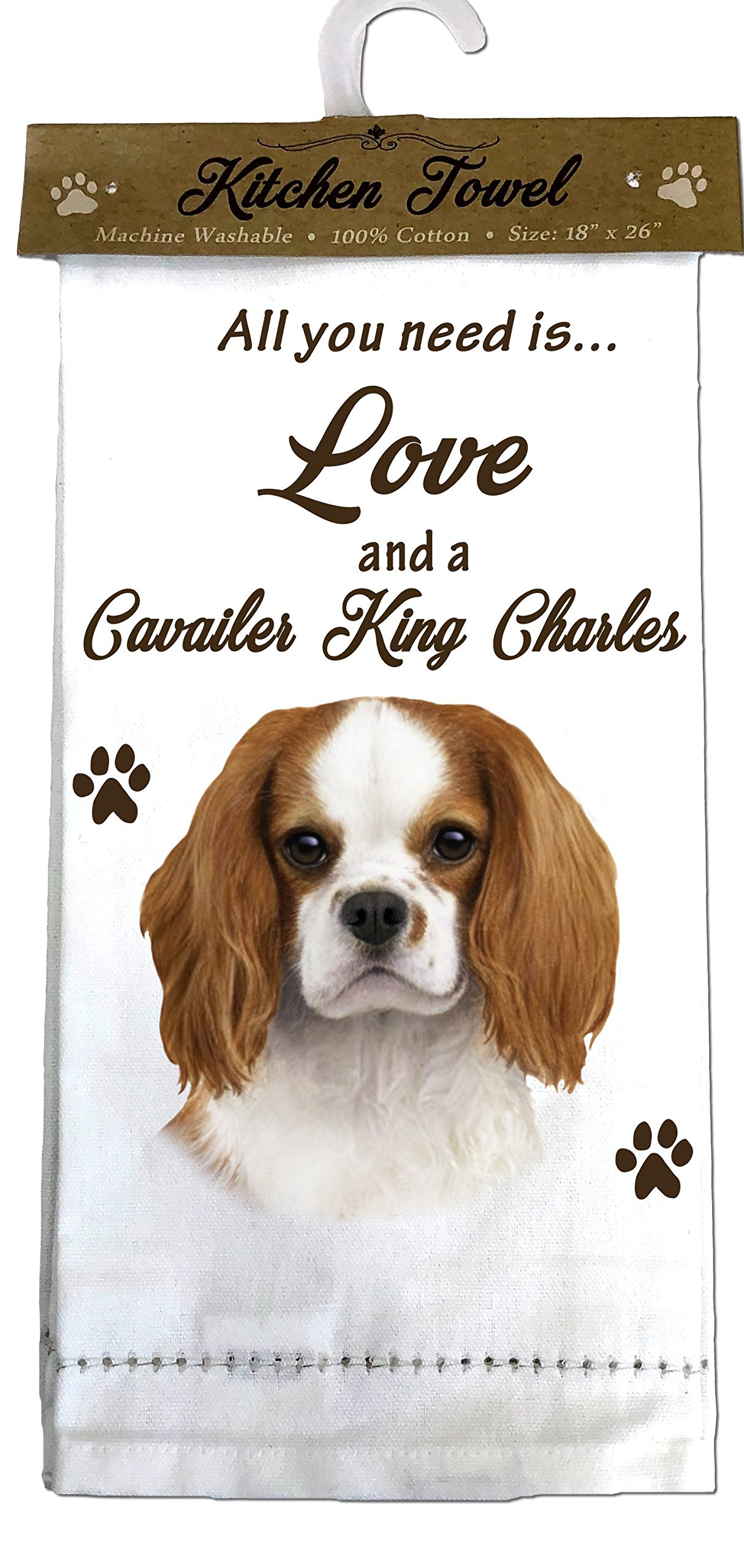 E&S Pets King Charles Cavalier Kitchen Towels, Off-white