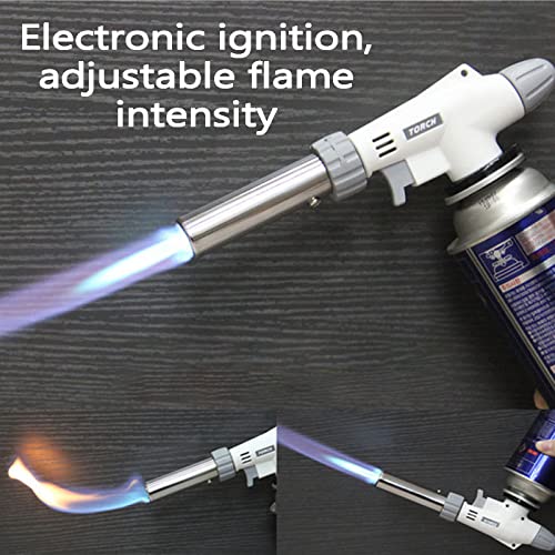 Electronic ignition Butane Torch - Culinary Torches Chef Cooking Professional Adjustable Flame for BBQ, Baking, Jewelry (gas Not Included)
