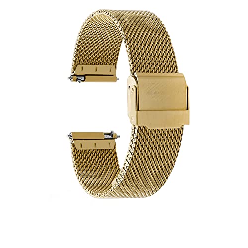 Milanese Quick Release Watch Strap, 10MM-22MM Mesh Woven Metal Watch Band Clasp Universal Double Buckle Watchband for Smart Watches for Men and Women 2PCS (Color : Gold, Size : 17MM)