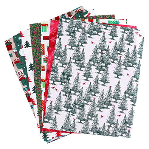 MILISTEN 20 Sheets Christmas Cotton Fabric Floral Quilting Cloth Piece Fat Patchwork Bundles Quarters Precut Scraps for Xmas Dress Cloth Bag DIY Craft 20x25cm Random Color