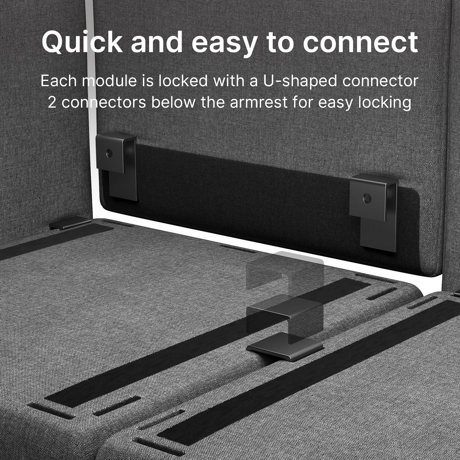 Gizoon Modular Sectional Sofa, Convertible U Shaped Sofa Couch with Ottomans, 6 Seats Sectional Sofa Couch for Living Room, Dark Grey