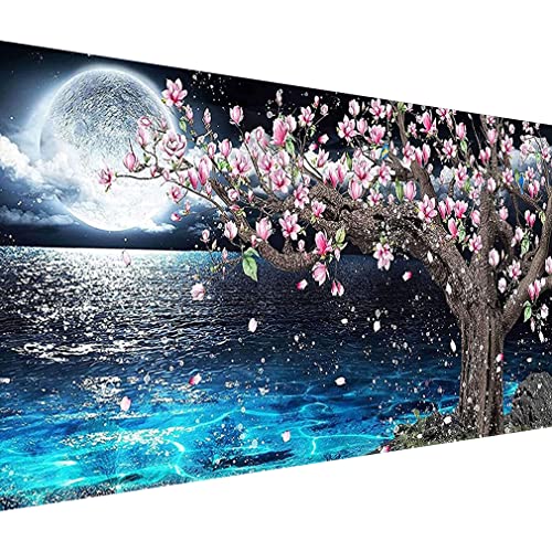 pchmcu DIY Painting by Numbers Kit for Adults ,Large Size Moon Lake Paint by Numbers for Beginner,Gifts Arts Crafts for Home Decor Tree Flower 16x23.6 Inch