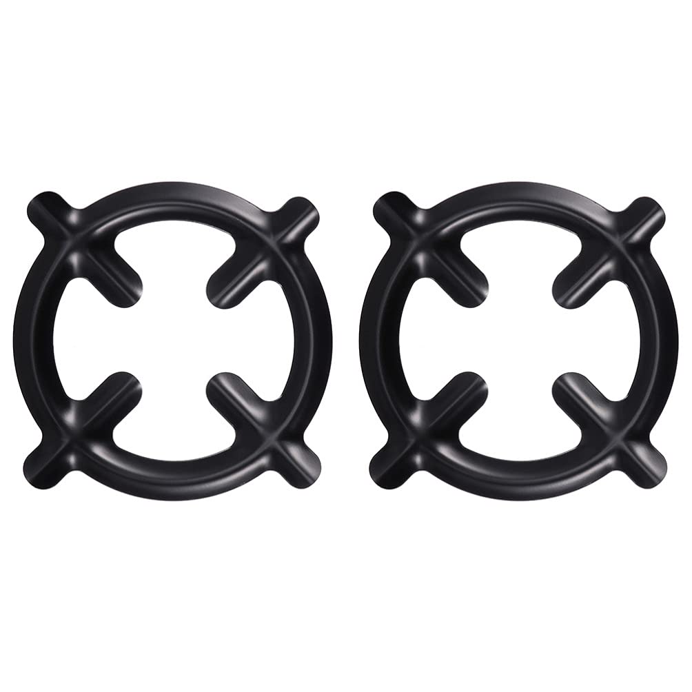Kichvoe 6.2Inch Cast Iron Wok Support Ring 2Pcs Universal Non Slip Wok Rack Gas Ring Reducer Coffee Pot Holder Stove Trivet Electric Stove Burners - Please Tear Off The Protective Film