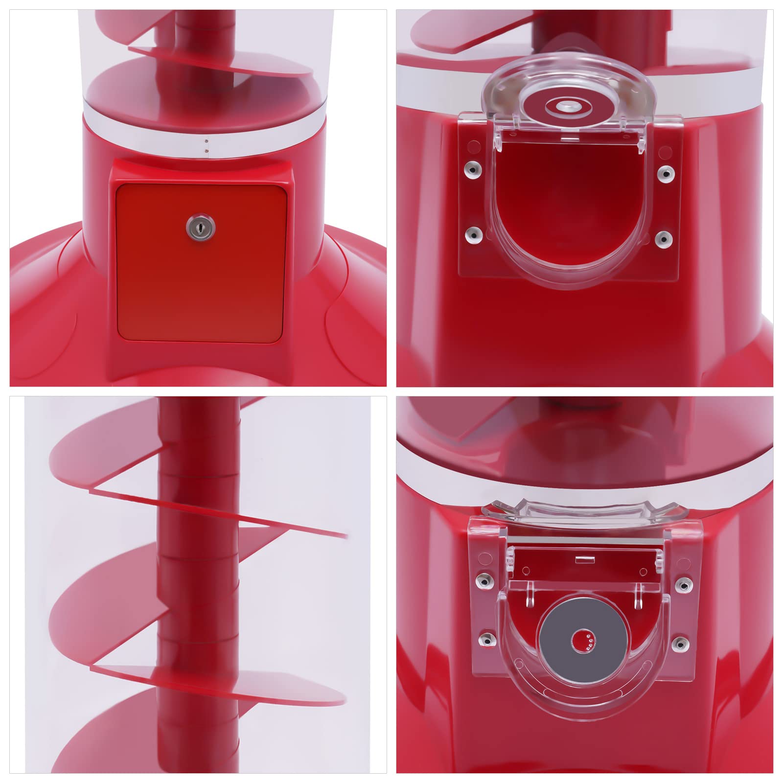 Commercial Vending Machines, Large Spin and Drop Gumball Machine Kids Twirling Style Candy Dispenser for Stores, Amusement Parks, Hypermarkets, Game Halls, Shopping Malls (Red)