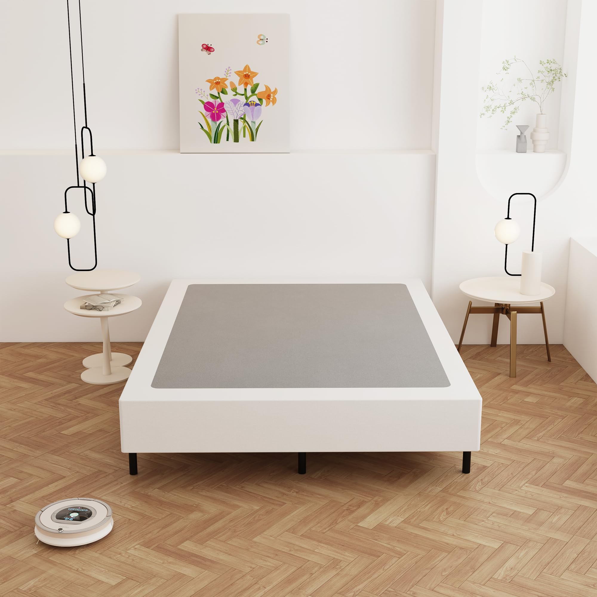 Maenizi 9 Inch Box Spring for Queen Bed, Heavy Duty Metal Box Spring Bed Base with Fabric Cover, Mattress Foundation, Easy Assembly, Noise Free, Black