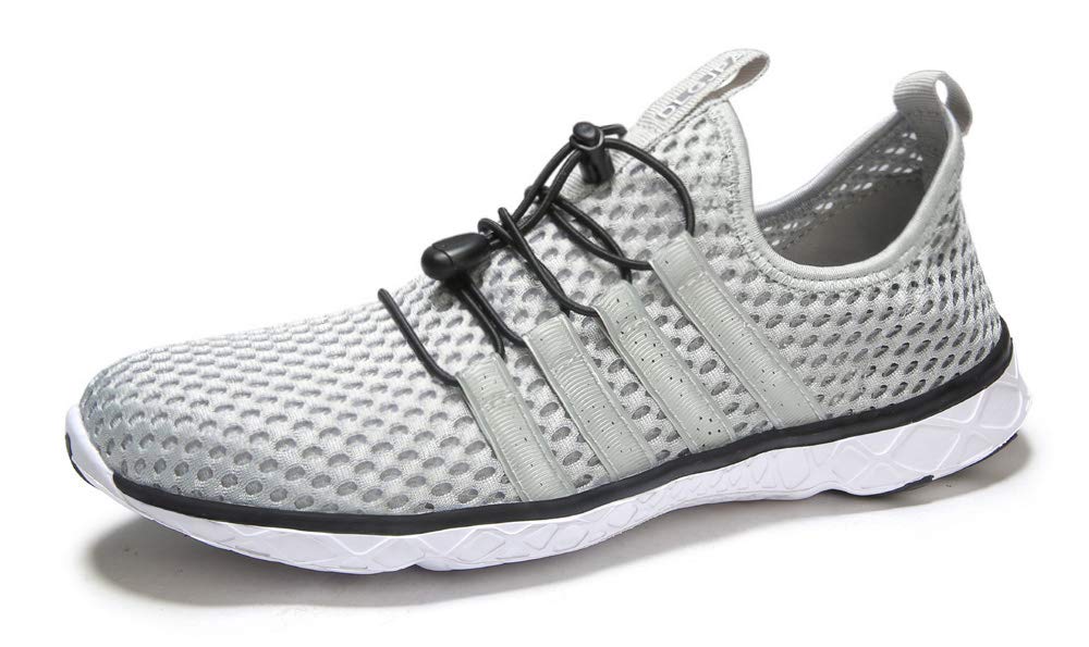 DLGJPA Women's Lightweight Quick Drying Water Shoes for Beach or Water Sports Slip On Walking Shoes LightGrey 8