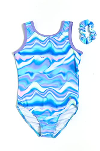 Destira Leotards for Girls Gymnastics, Cotton Candy Multi-Colored Swirls Fun Design Dance, Ballet One-Piece Outfit, Child Medium (8)