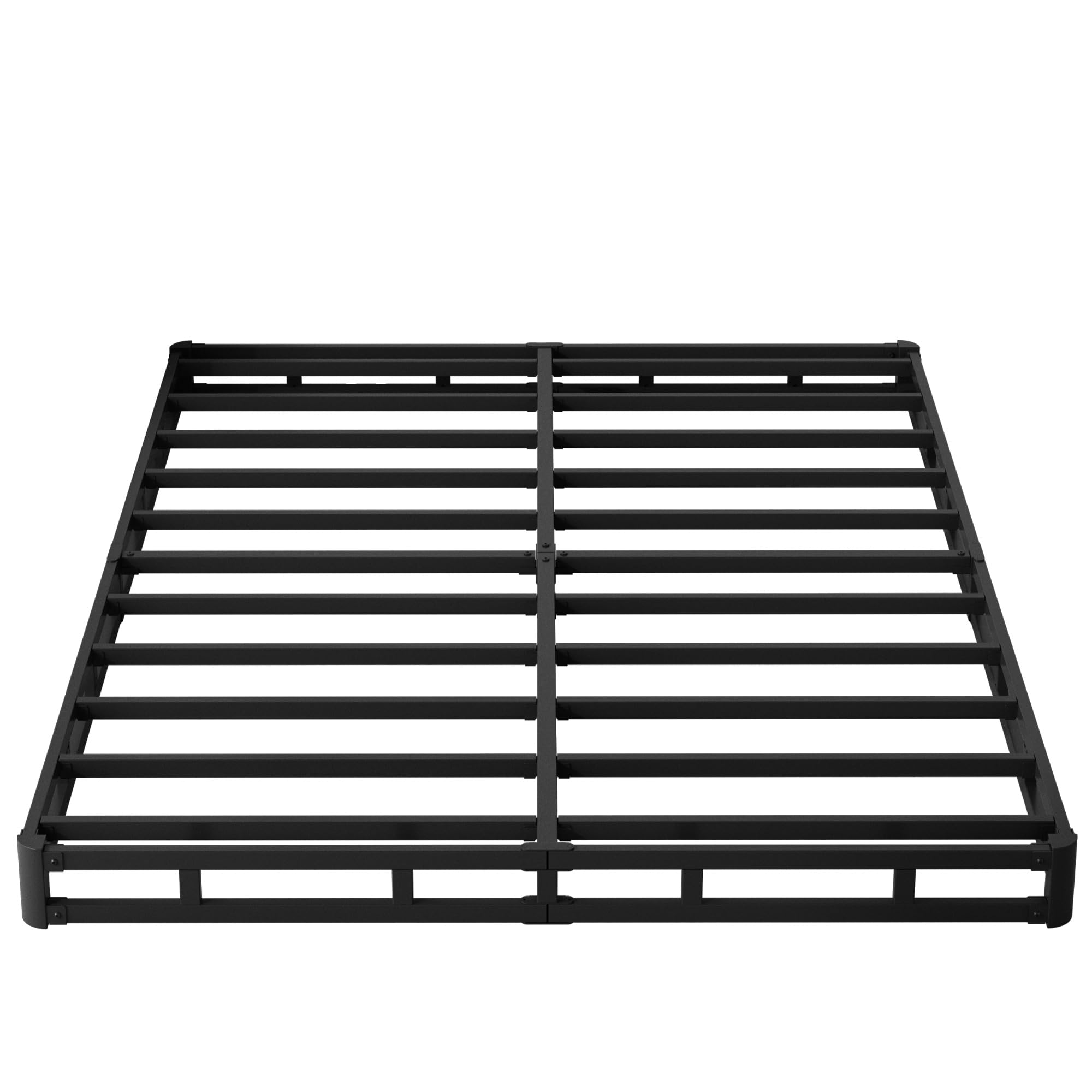 Maenizi Queen Box Spring 4 Inch Low Profile, Heavy Duty Metal Box Spring Bed Base with Fabric Cover, Mattress Foundation, Easy Assembly, Noise Free, Black