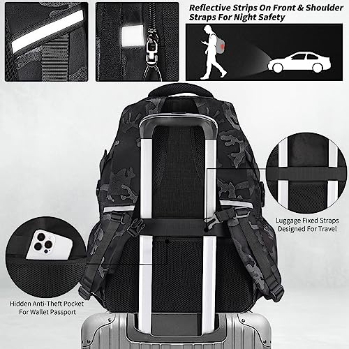 Laptop Backpack, Teenage Boys Men's Backpack Daypack 17-inch Computer Bags Work Business Travel Large Bookbag for Middle High School College Student, USB Charging Water Resistant Anti-Theft, Black