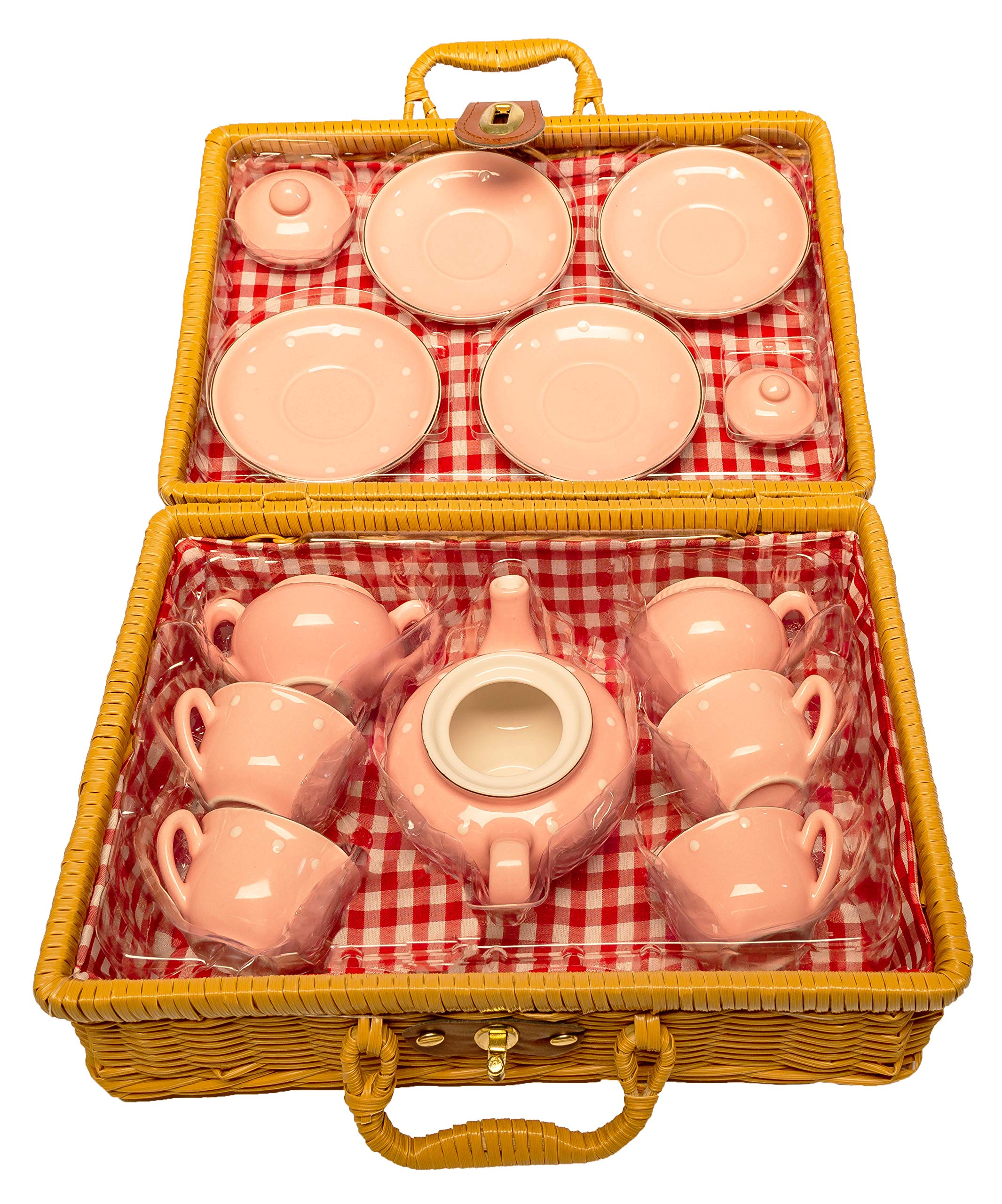 Children's Porcelain Play Tea Set - 13pcs, Light Pink