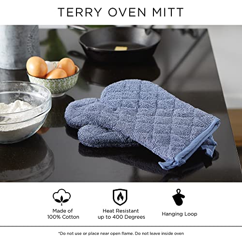DII Basic Terry Collection 100% Cotton Quilted, Oven Mitt, Yellow, 2 Piece