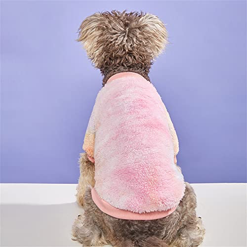 Moorfowl 2 Pack Gradient Dog Plush Sweater for Small Dogs Warm Soft Cat Fleece Pullover Sweater Winter Thickening Coat Sweatshirt Puppy Clothes for Cold Weather (Medium(Back 11.8",Chest 15.7"))