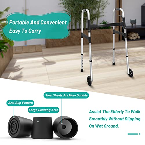 Nurhome Compact Folding Walker with Trigger Release and 5" Wheels Walker for Senior Lightweight Adjustable Height Supports up to 350 lbs