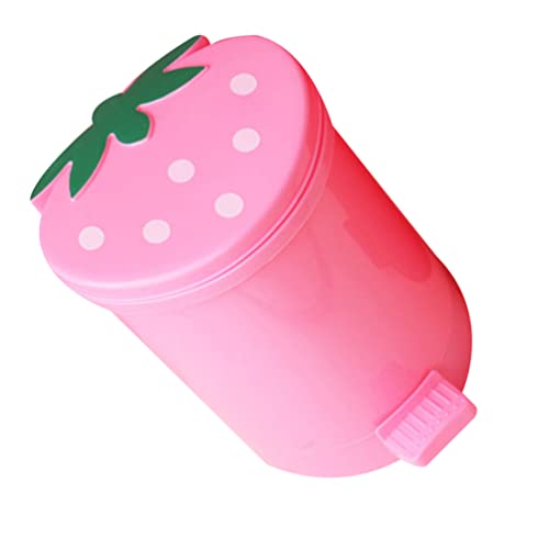 Toddmomy Kawaii Decor Strawberry Trash Can Cute Strawberry Desk Trash Can Small Plastic Kawaii Trash Can Cute Trash Can for Home, Desk, Car, Office, Kitchen (Pink) Pink Room Decor