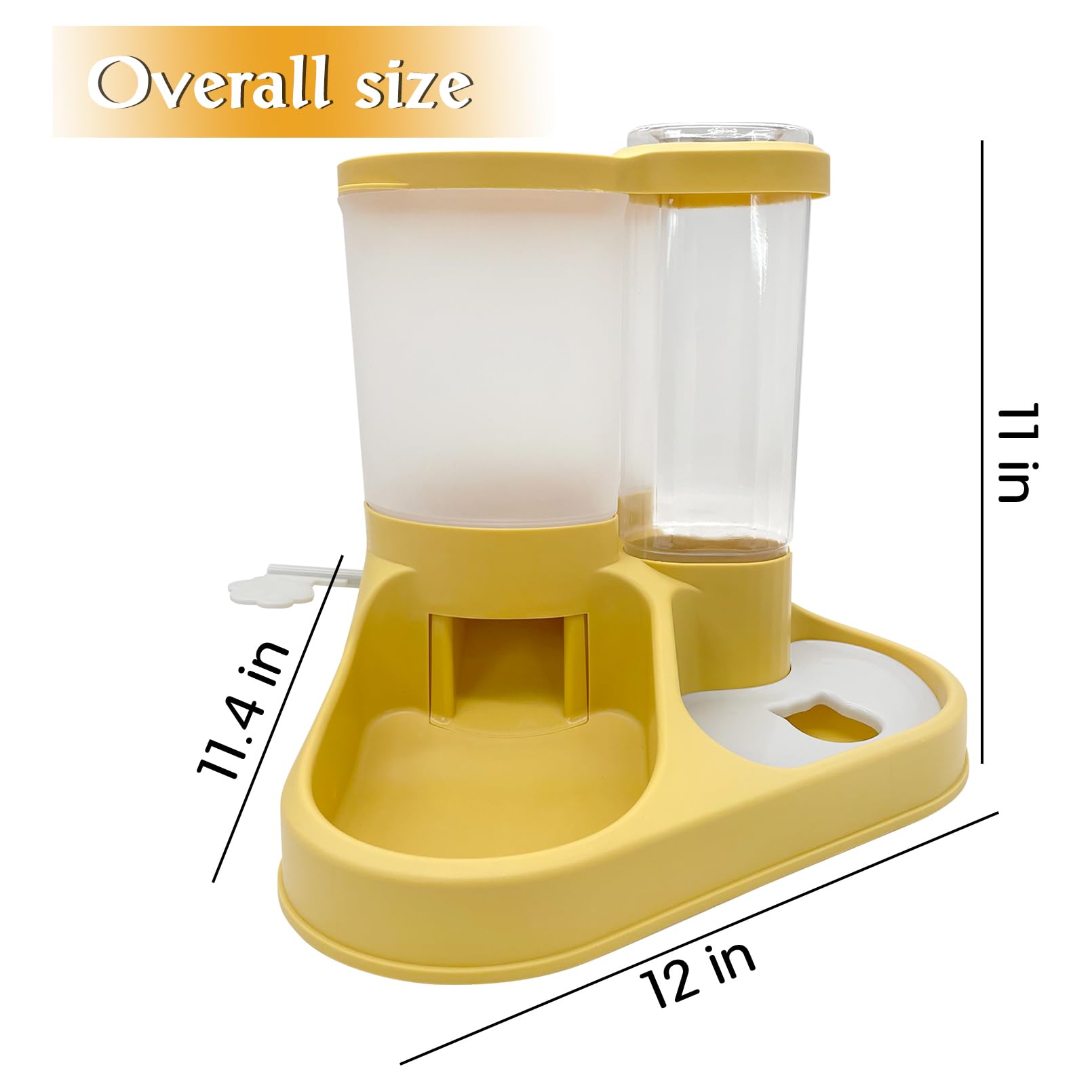 Hamiledyi Gravity Cat Feeder Set, Automatic Pet Food Feeder and Waterer Dispenser 2 in 1 Gravity Pet Food Set Auto Pets Feeder Replenishes Self Feeding Station for Dogs Cats (Yellow)