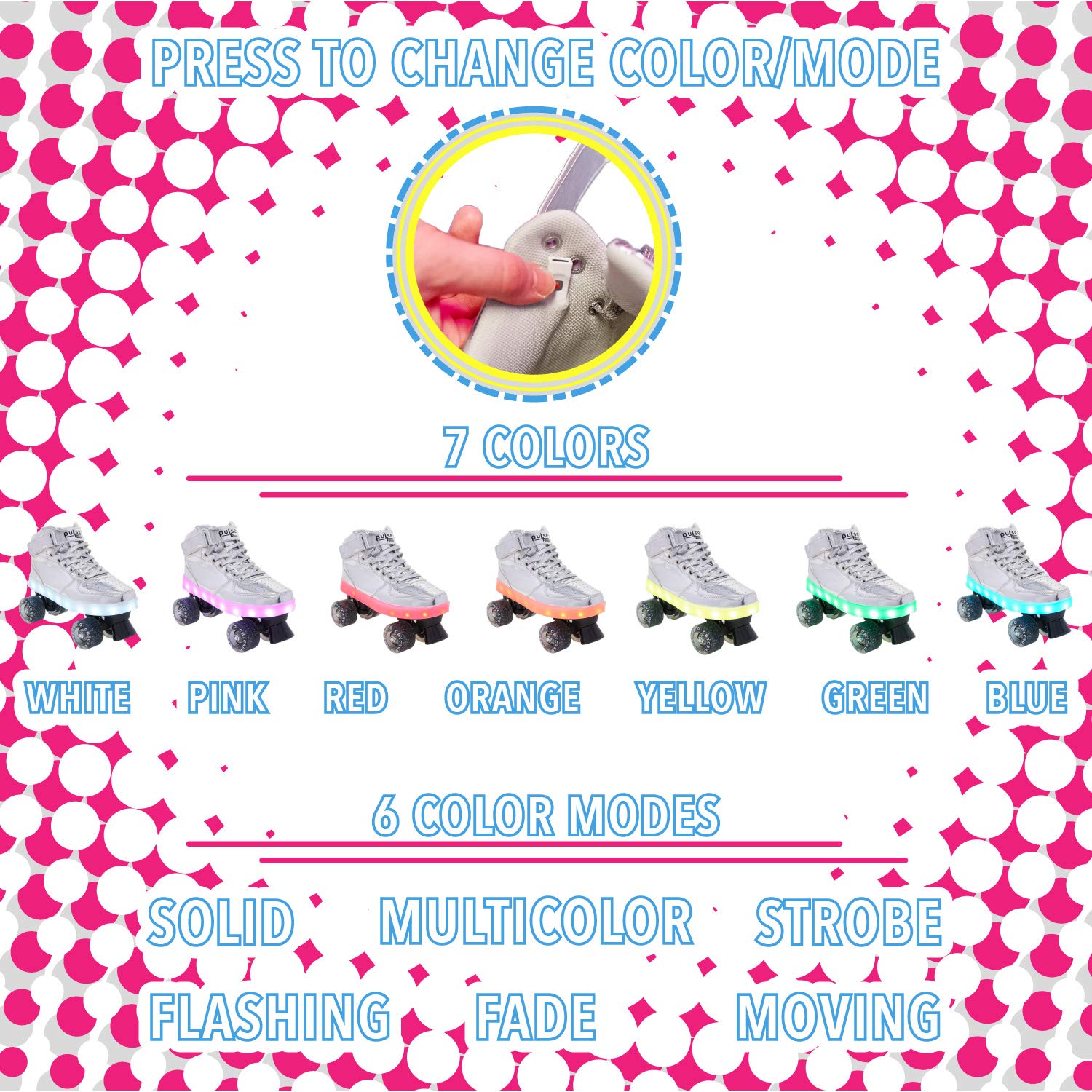 CHICAGO Skates Pulse Light Up Quad Skates, Women's Adult Sizes