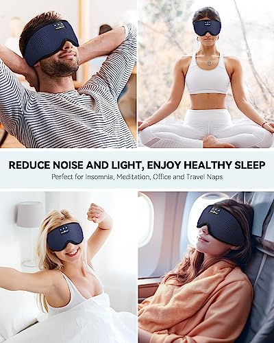 MUSICOZY Sleep Headphones Bluetooth Sleep Eye Mask for Sleeping, Wireless Music Sleeping Masks Headphones, Sleep Earbuds for Side Sleepers Men Women with Speakers Cool Tech Gadgets